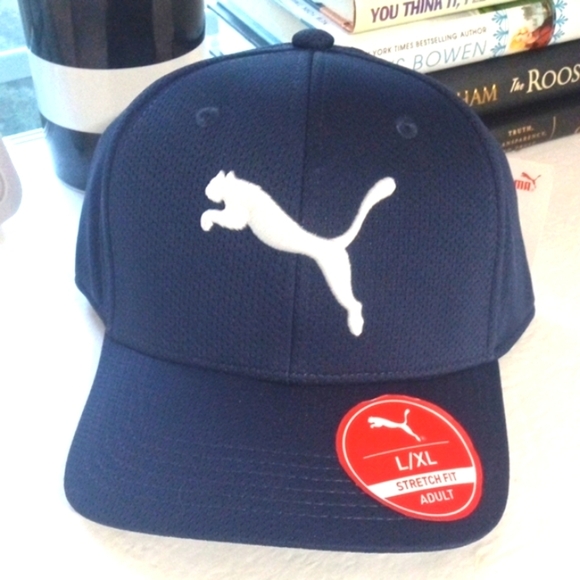 Puma | Accessories | Puma Navy Blue White Adult Stretch Fit Bib Cap ...